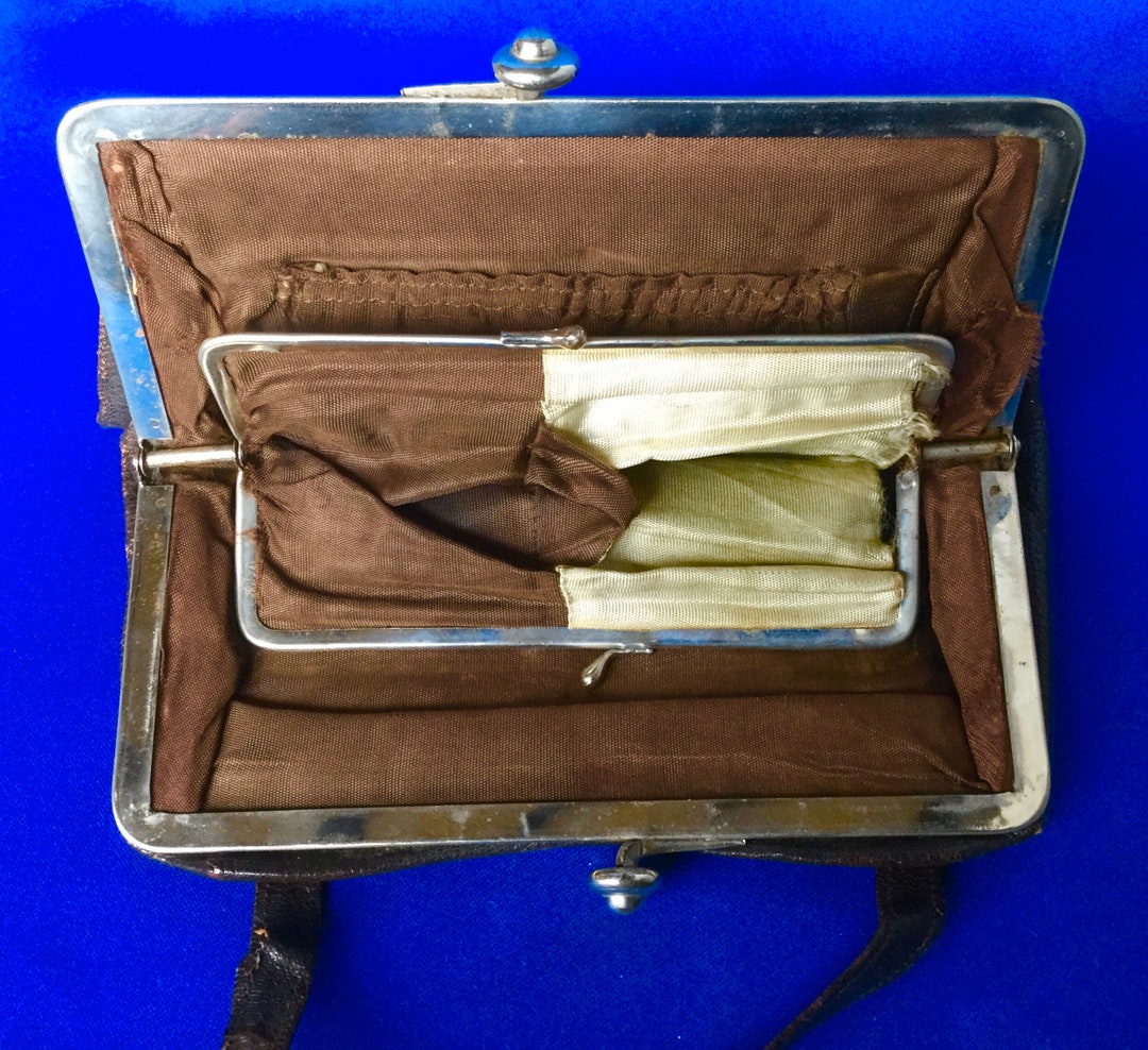 Lovely Leather Handbag With Chrome Clasp . - Etsy