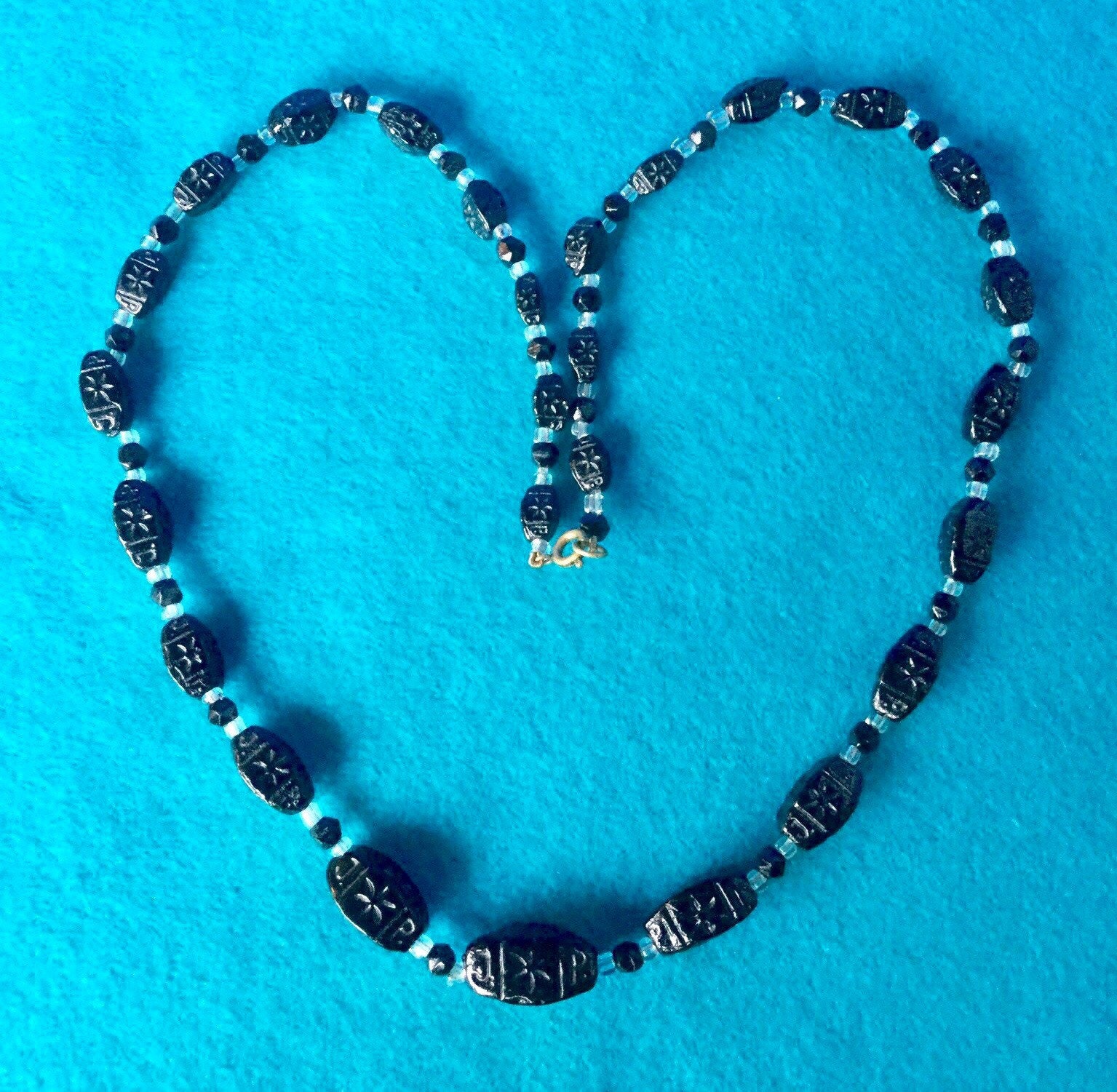 Black Neiger Brothers Bead Necklace 1930s - Etsy