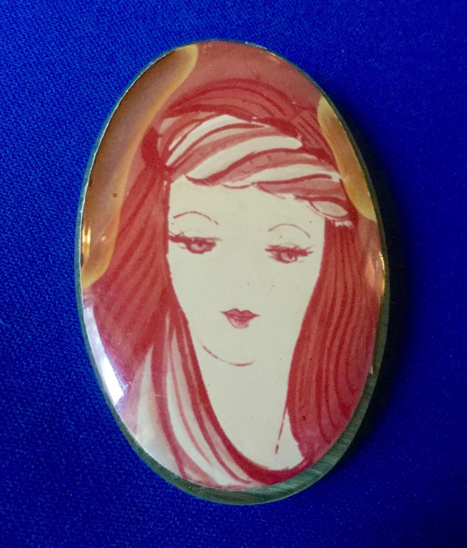Unusual Oval Plastic Brooch With Ladies Face - Etsy