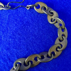 Antique Victorian Vulcanite Chain Link Mourning Necklace With Carved ...
