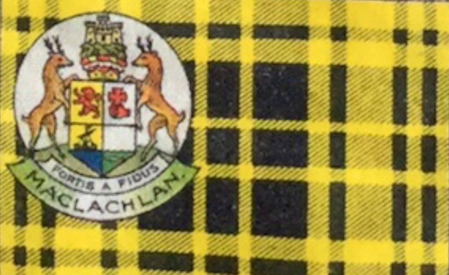 Antique Scottish Maclachlan Clan Tartan & Arms Original Single Silk b.d ...