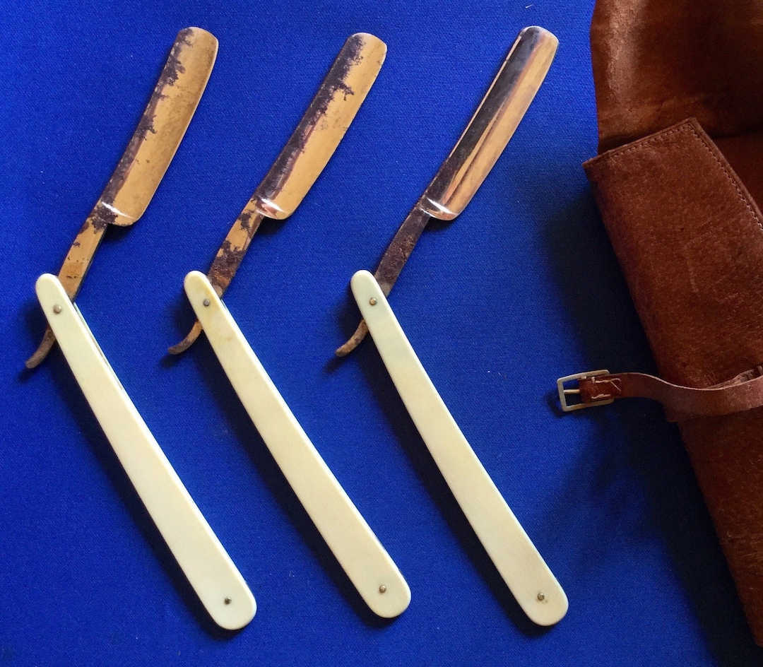 Triple Straight Edge Razor Set Marked Wade, Wingfield, Rowbotham ...