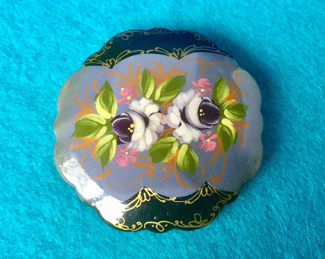 Russian Hand Painted Brooch | Etsy