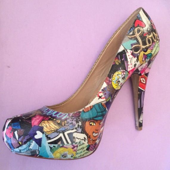 Monster High Heels Collage and Decoupage Customised Stiletto | Etsy