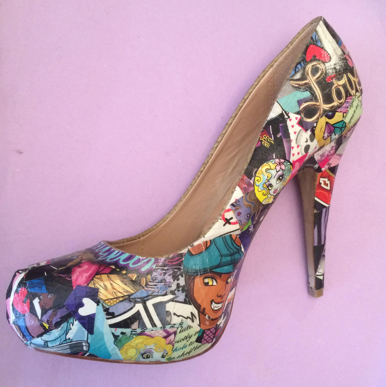 Monster High Heels Collage and Decoupage Customised Stiletto | Etsy