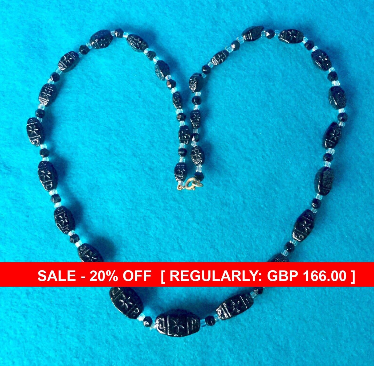 Black Neiger Brothers Bead Necklace 1930s - Etsy