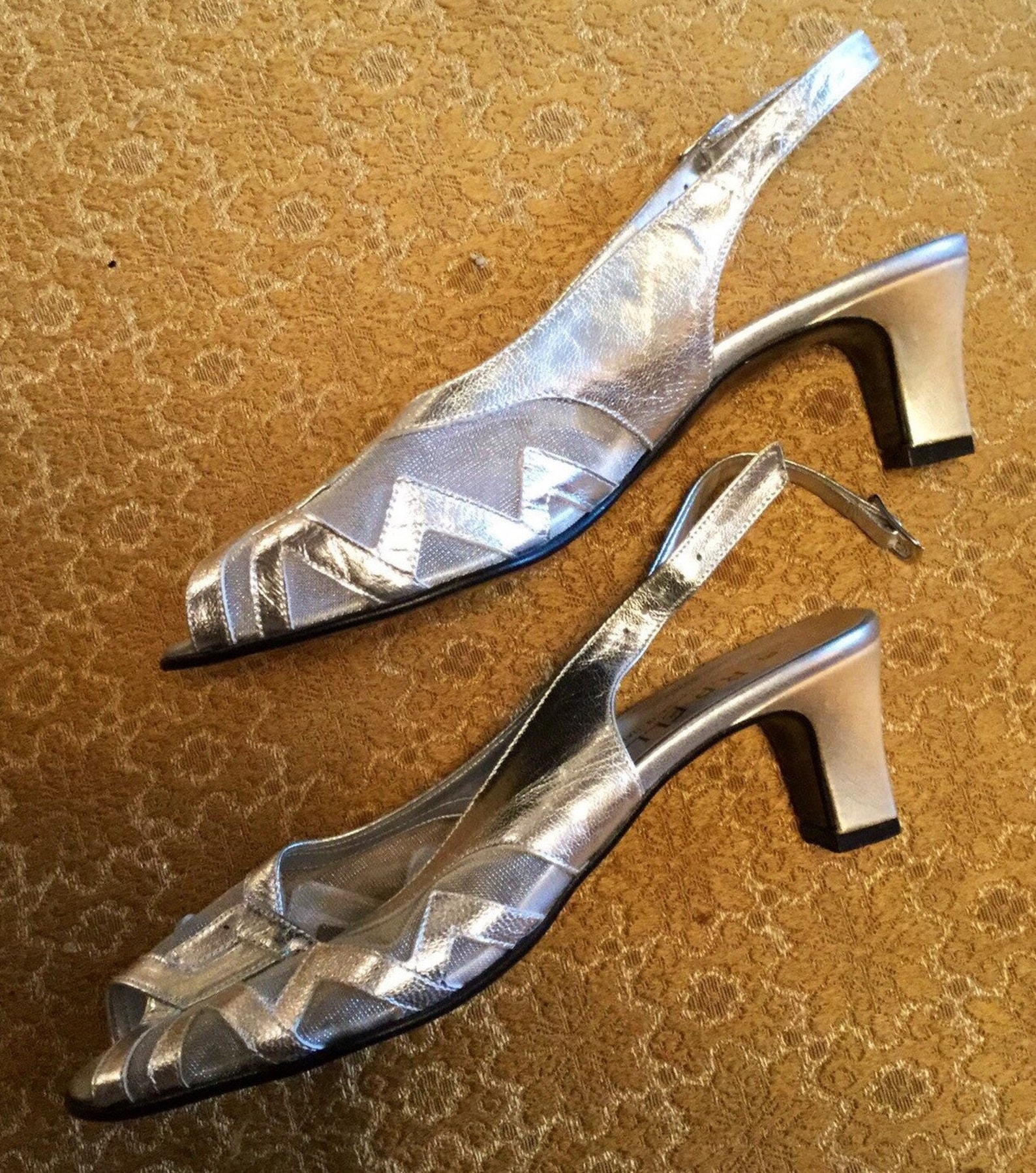 Vintage 1960s R.p.ellen Silver Mesh & Lame Evening Slingback | Etsy UK