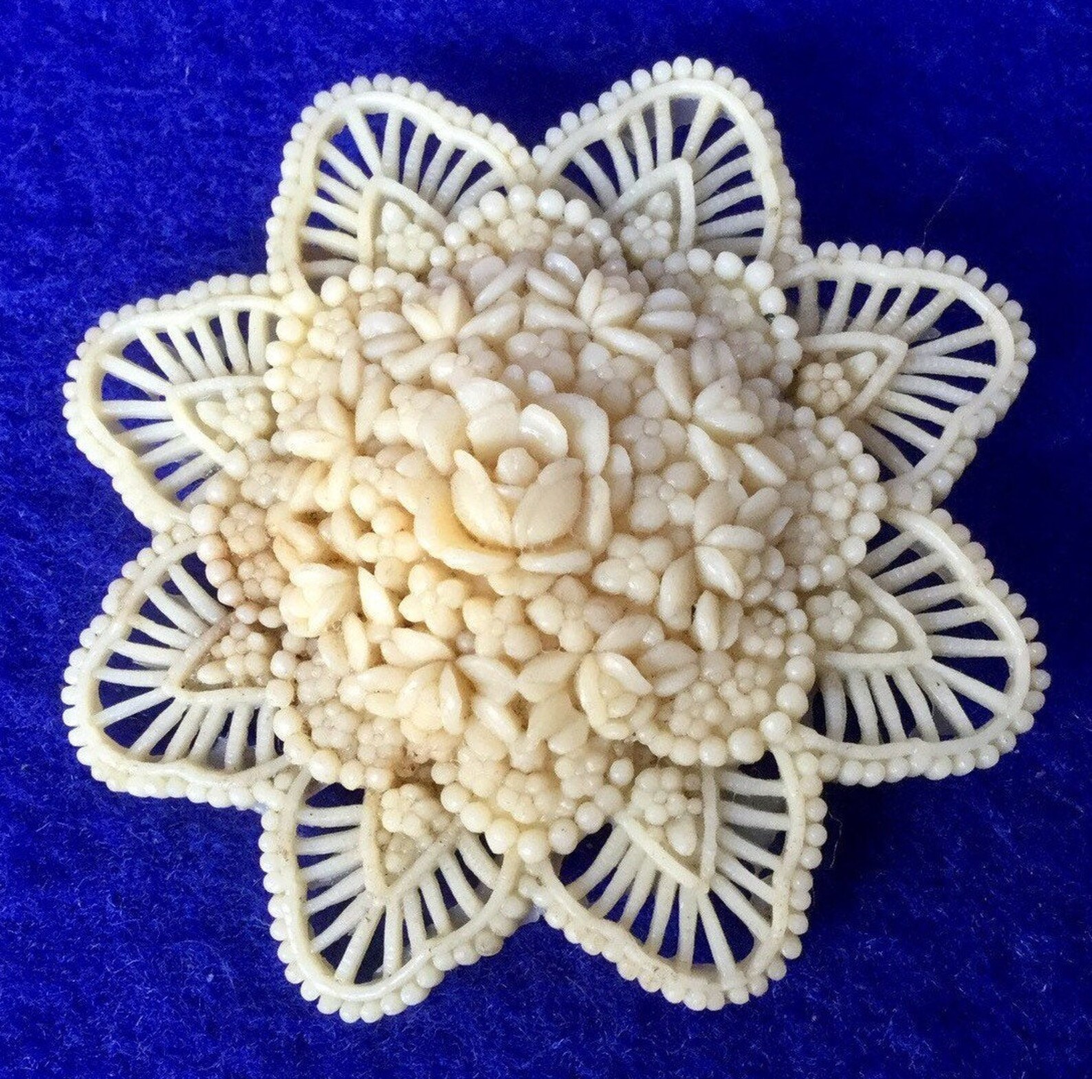 Antique Late Victorian Celluloid Eight Pointed Floral Bouquet Brooch in ...