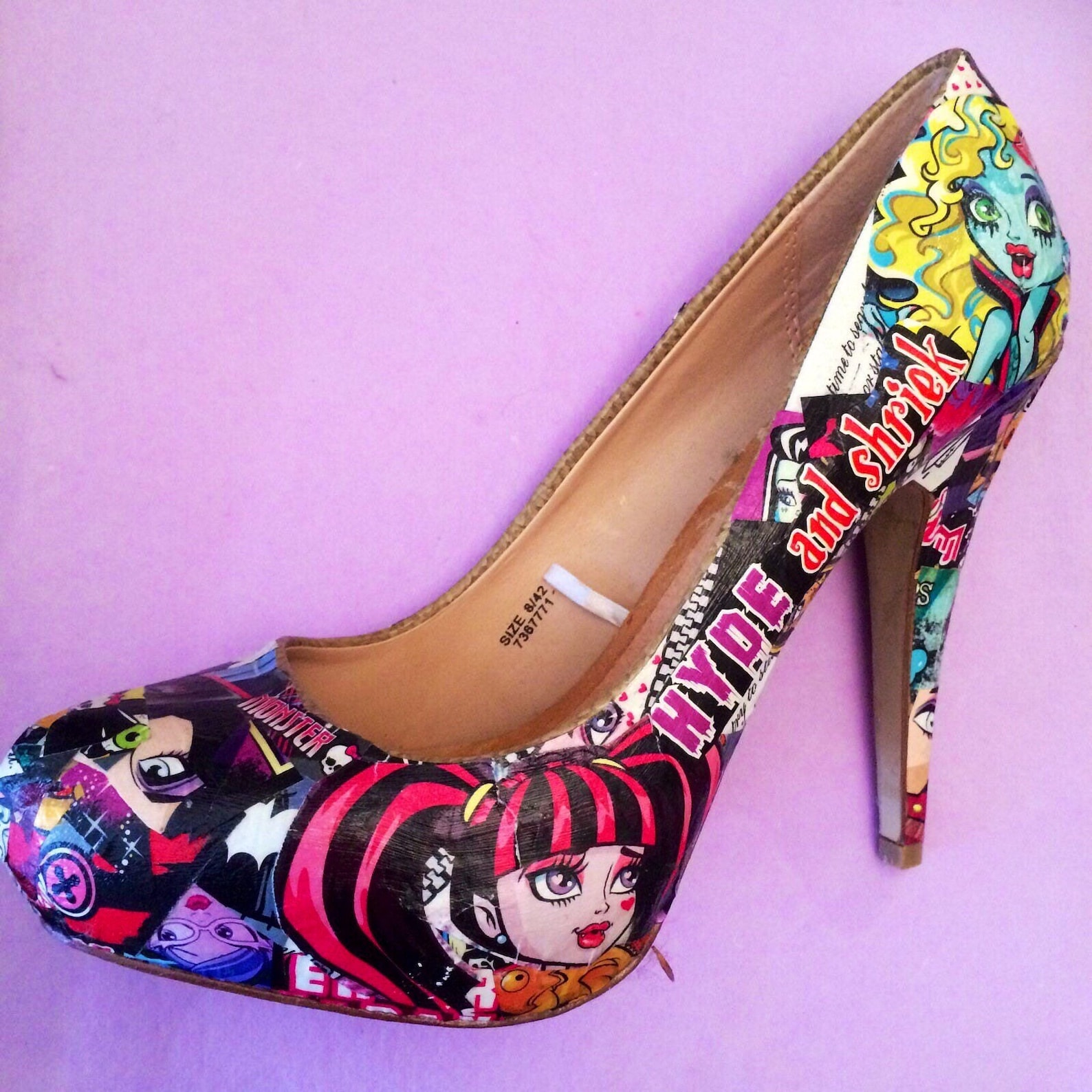 Monster High Heels Collage and Decoupage Customised Stiletto Shoes ...