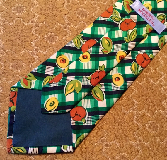 Rare Vintage 1990s Gingham Floral Motif Necktie in Gr… - Gem