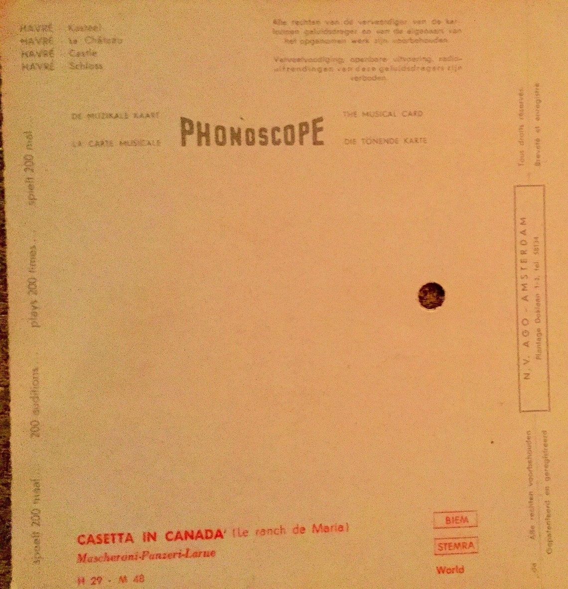 Four Rare 1950s Vintage Phonoscope Postcard Records From Ago - Etsy