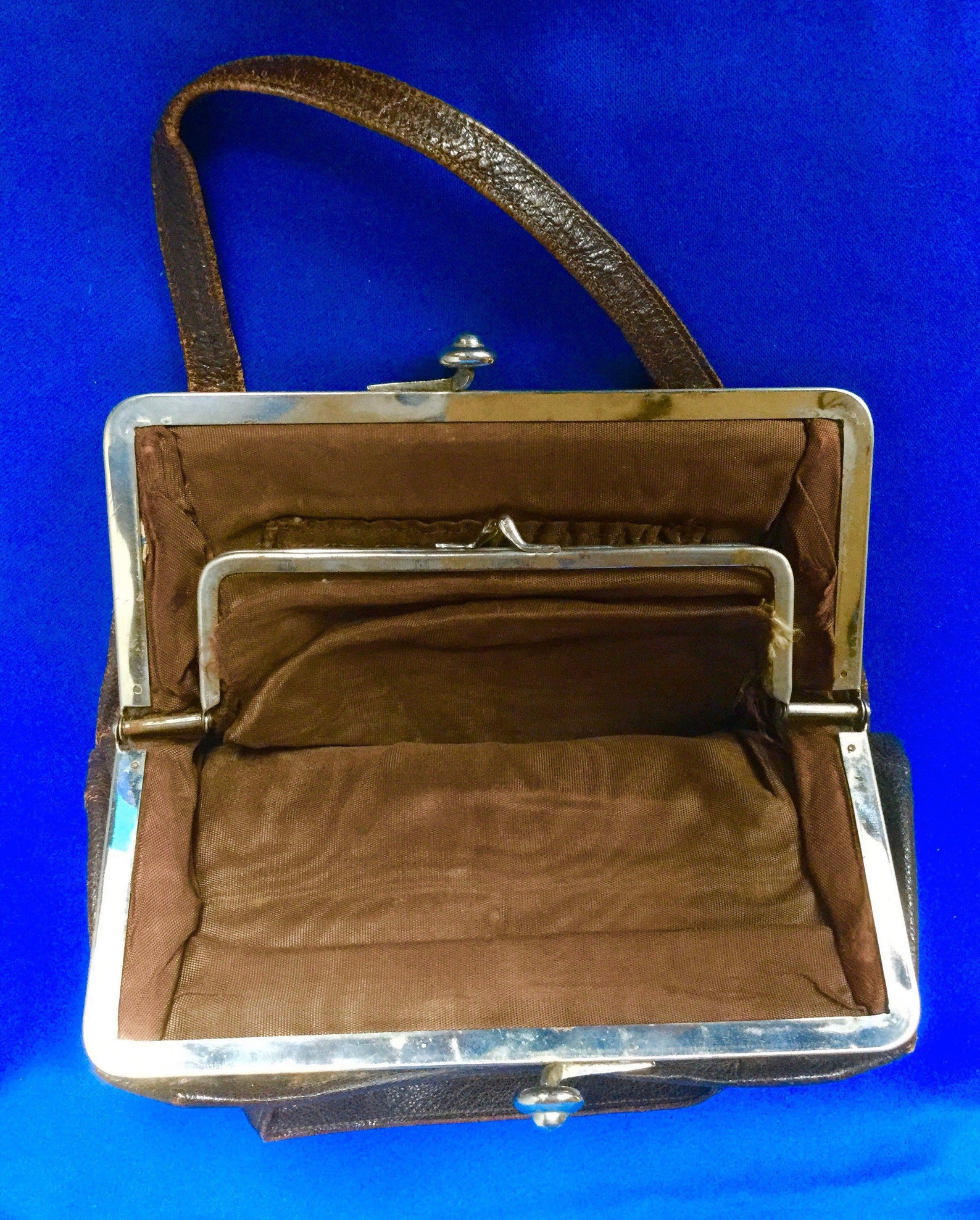 Lovely Leather Handbag With Chrome Clasp . - Etsy