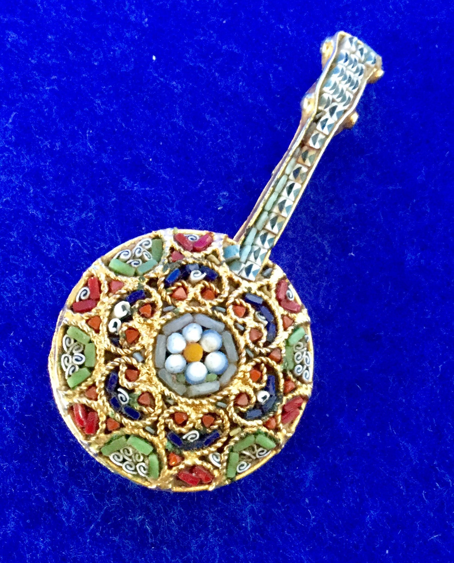 Unusual 1950s Vintage Venetian Micro Mosaic Banjo Brooch on - Etsy