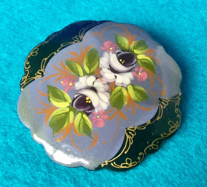 Russian Hand Painted Brooch - Etsy