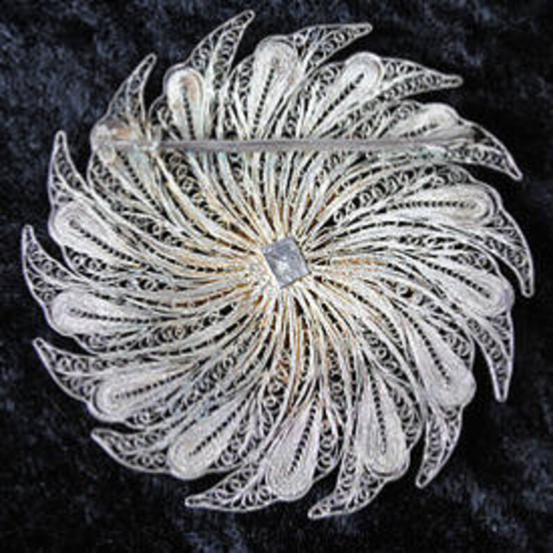 1930s Indian Silver Floral Design Filigree Brooch - Etsy
