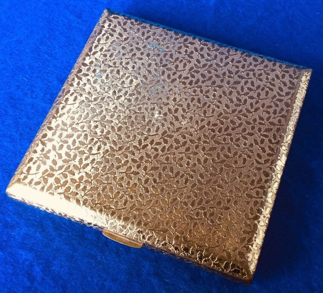 Vintage 1950s Square Powder Compact in Gold Tone Metal With Mirror ...