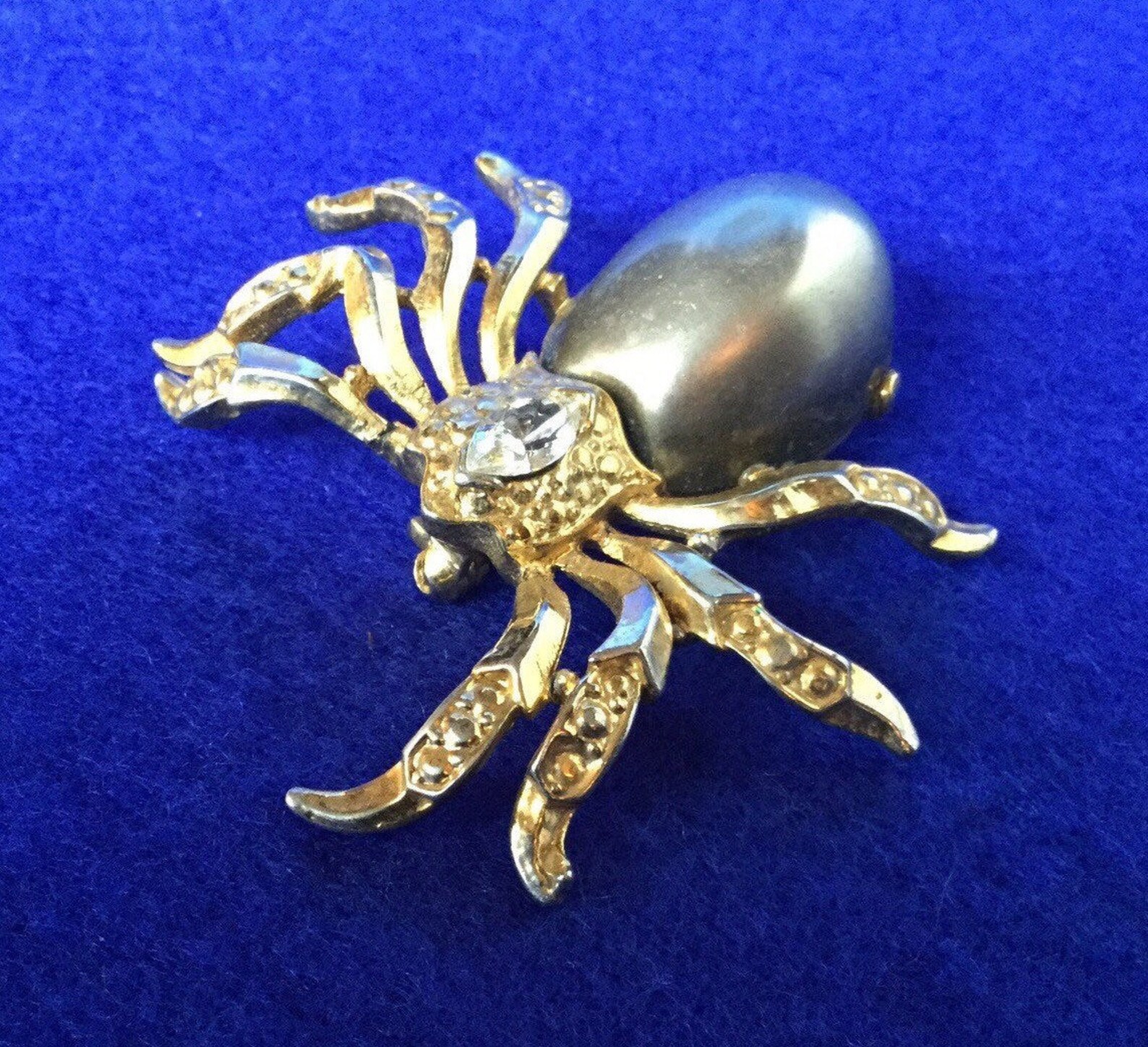 1959s Vintage Spider Brooch in Goldtone Rhinestone & Faux - Etsy