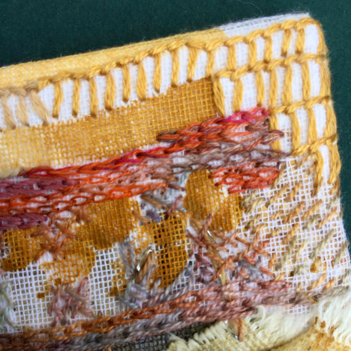 Embroidered and Stitched Abstract fabric Collage by Gilly - Etsy