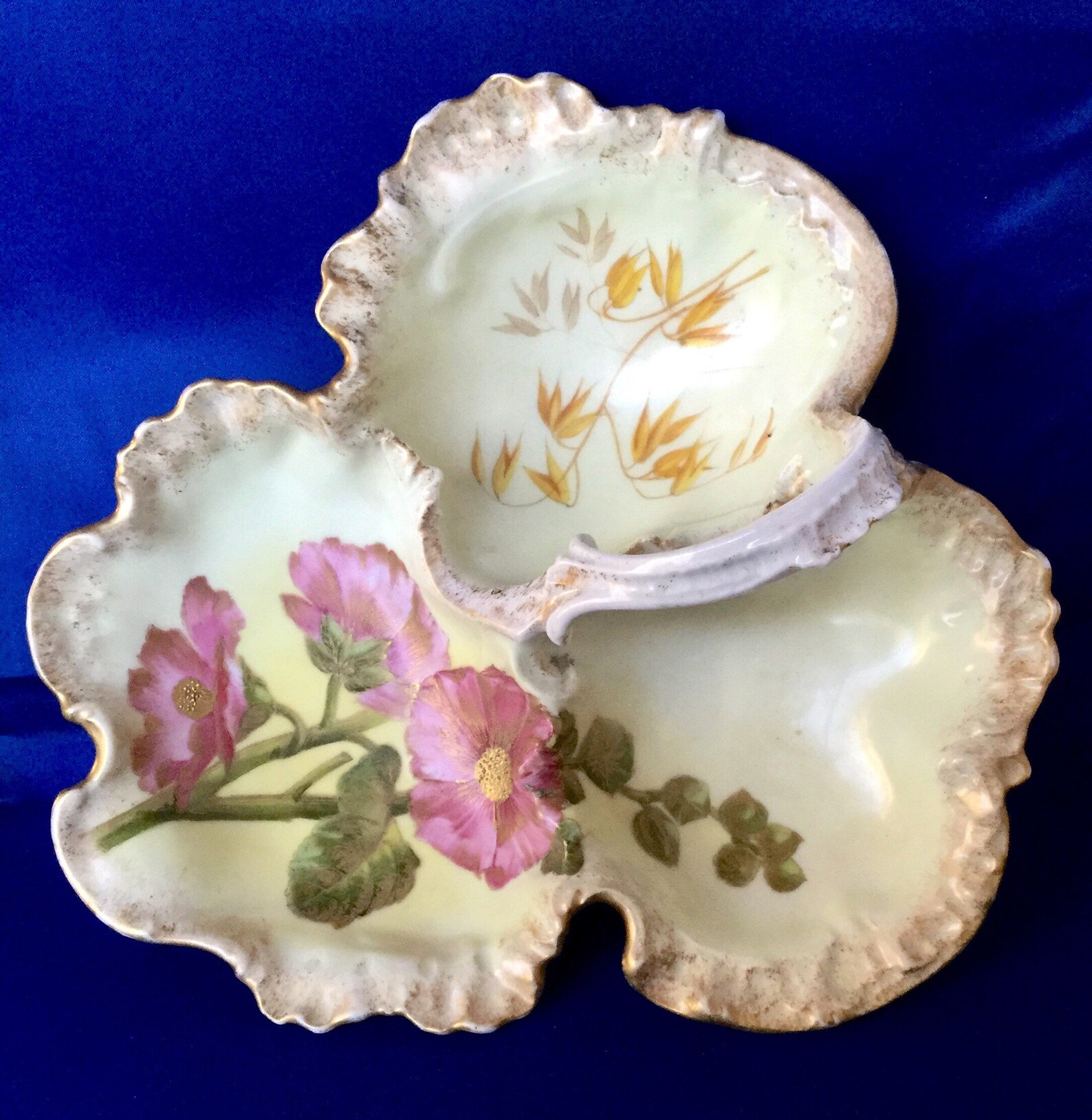 Antique Victorian Limoges Porcelain Serving Dish in 3 Parts Featuring a ...