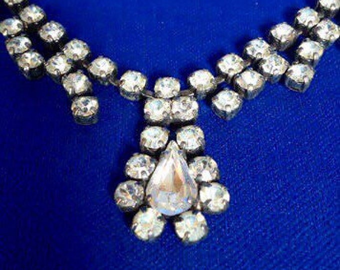 1940s Diamante Drop Necklace - Etsy