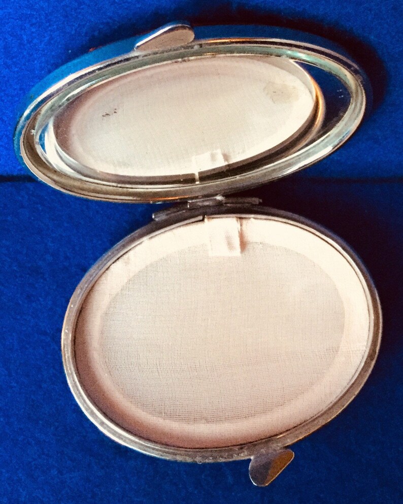 1950s Vintage Oval Powder Compact with Mirror Genuine Hand | Etsy