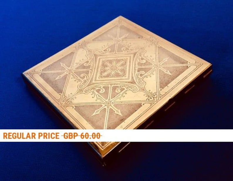 Vintage 1950s Square Powder Compact in Gold Tone Metal With Mirror ...
