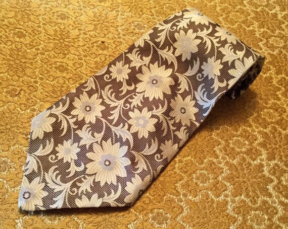 Vintage Sammy Necktie - 1970s Floral Polyester Kipper… - Gem