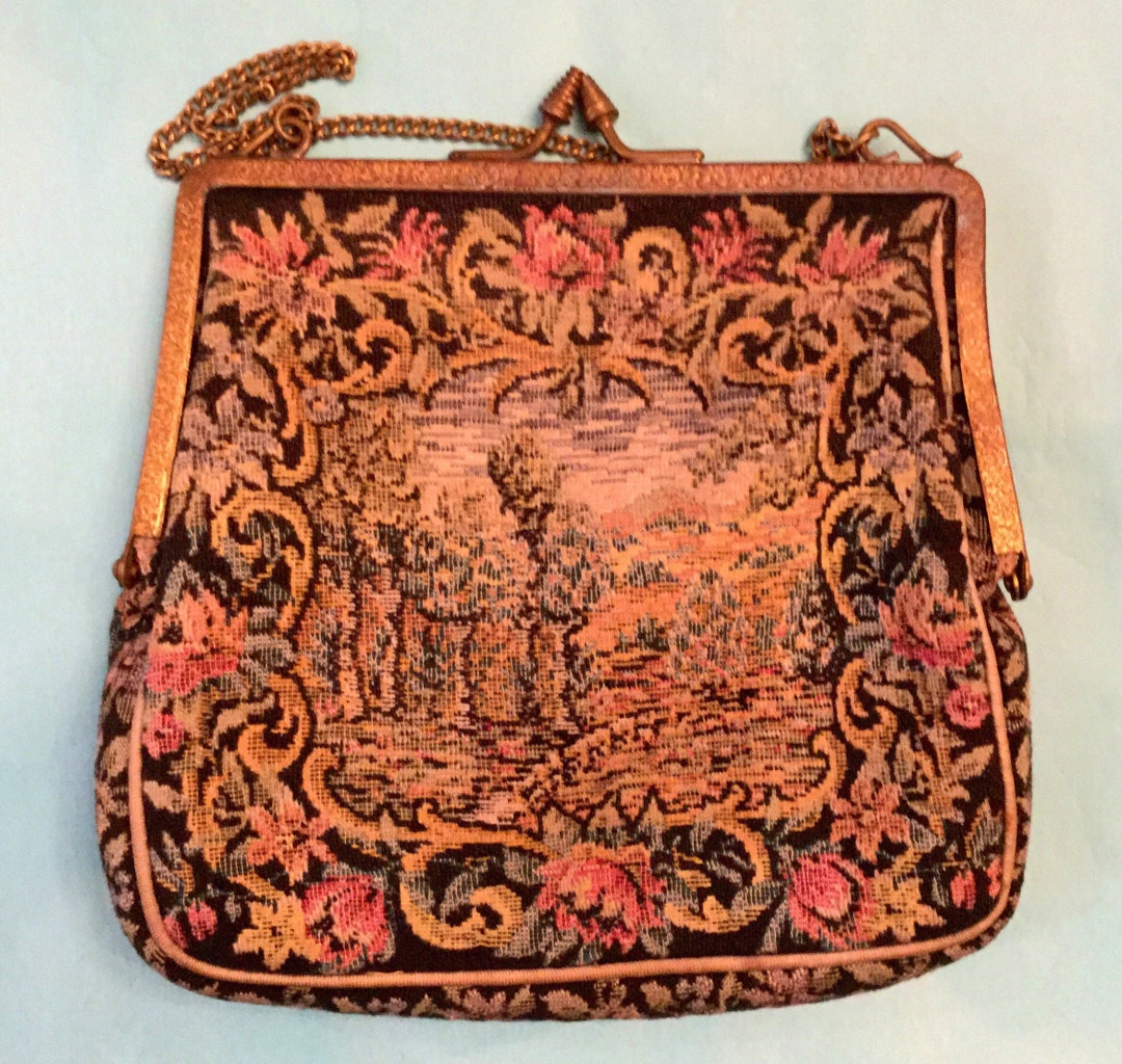 Vintage 1930s Edwardian English Floral Petit Antique Purse With ...