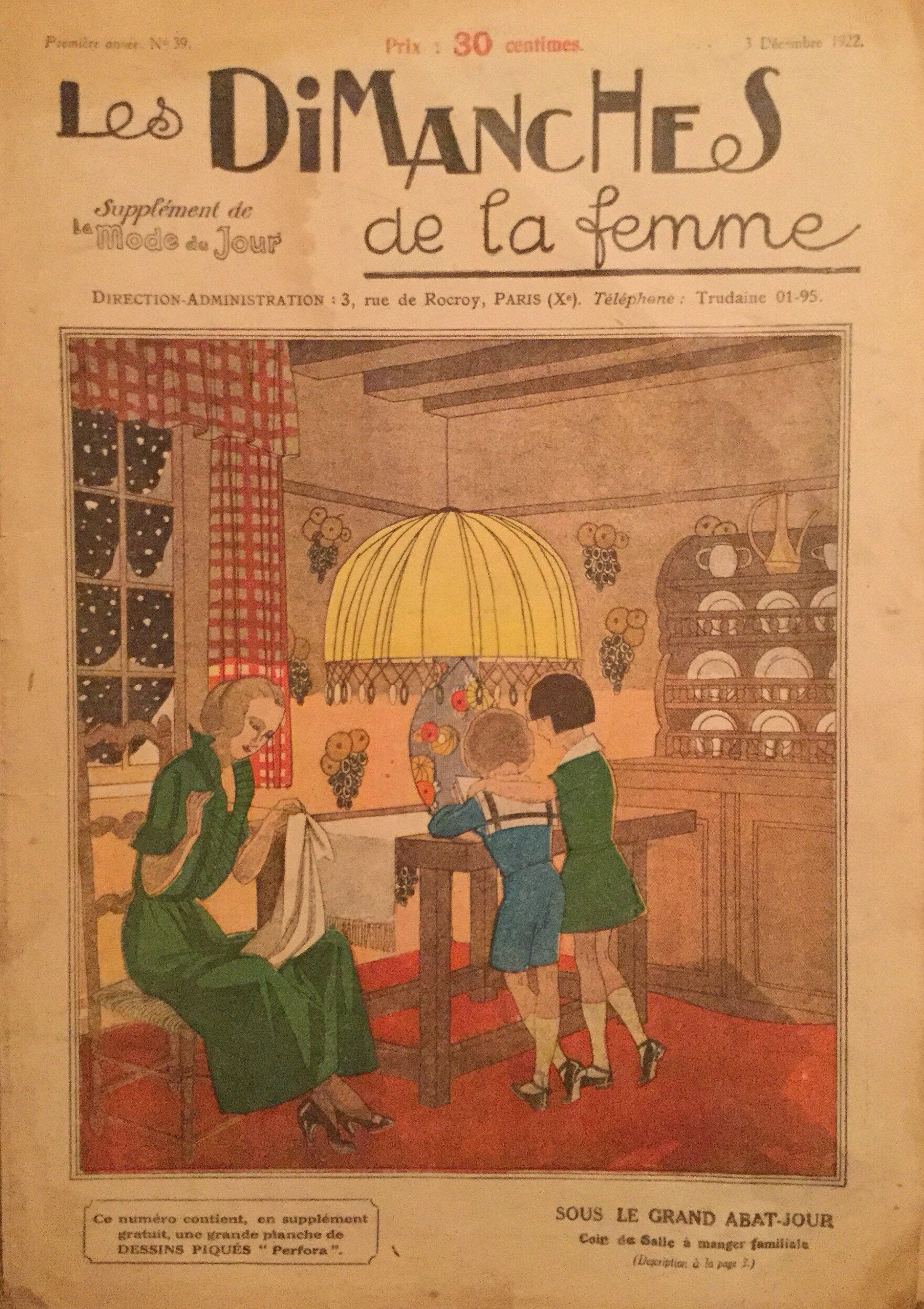 Vintage 1922 Edition French Magazine ‘les Dimanches De La Femme’ Dated ...