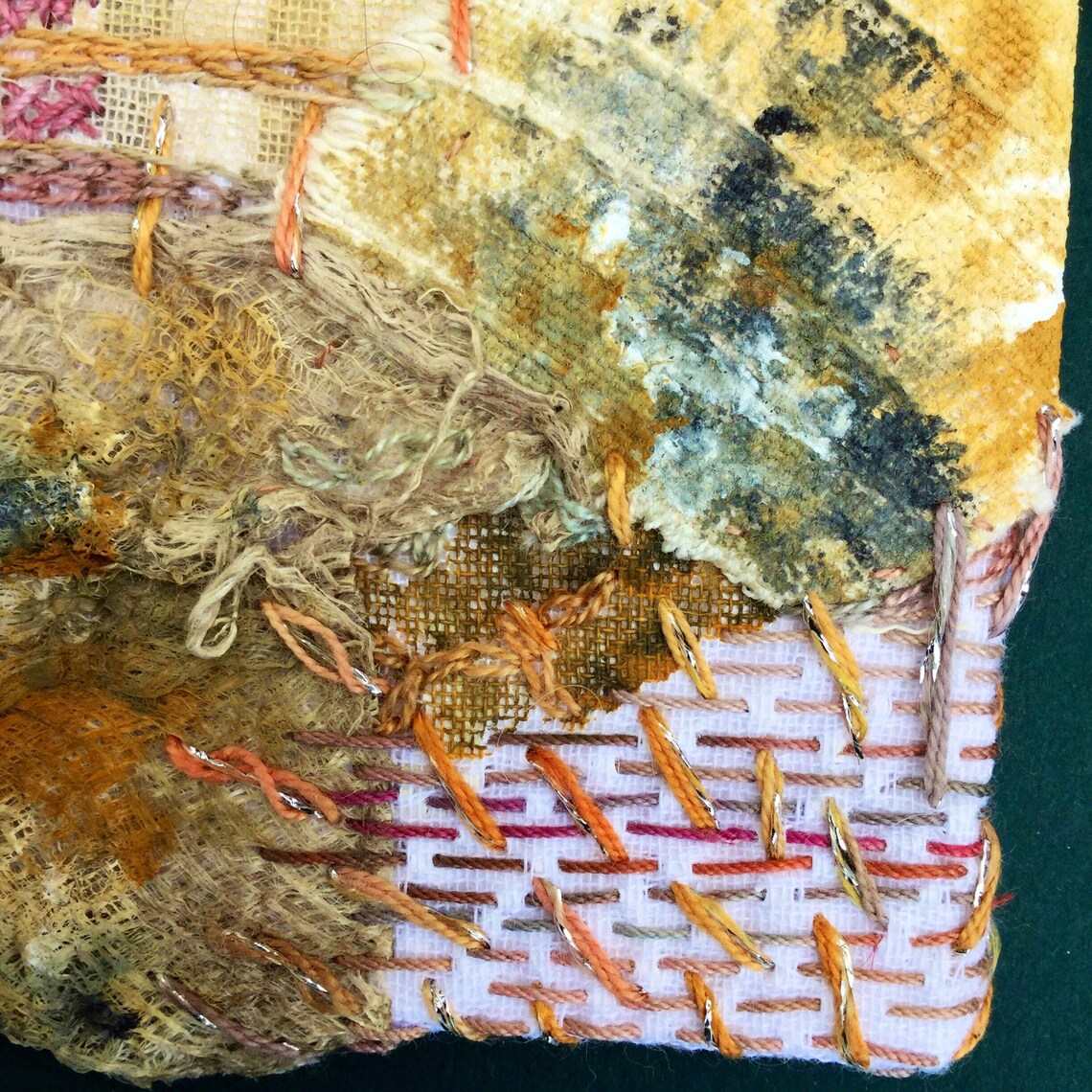 Embroidered and Stitched Abstract fabric Collage by Gilly - Etsy