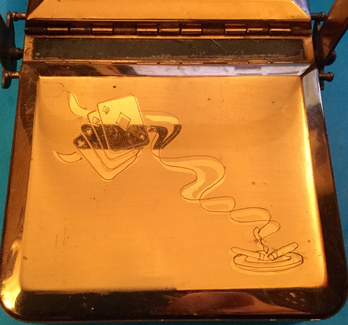 1950s Playing Card Case With Handle in Goldtone Metal With Two - Etsy