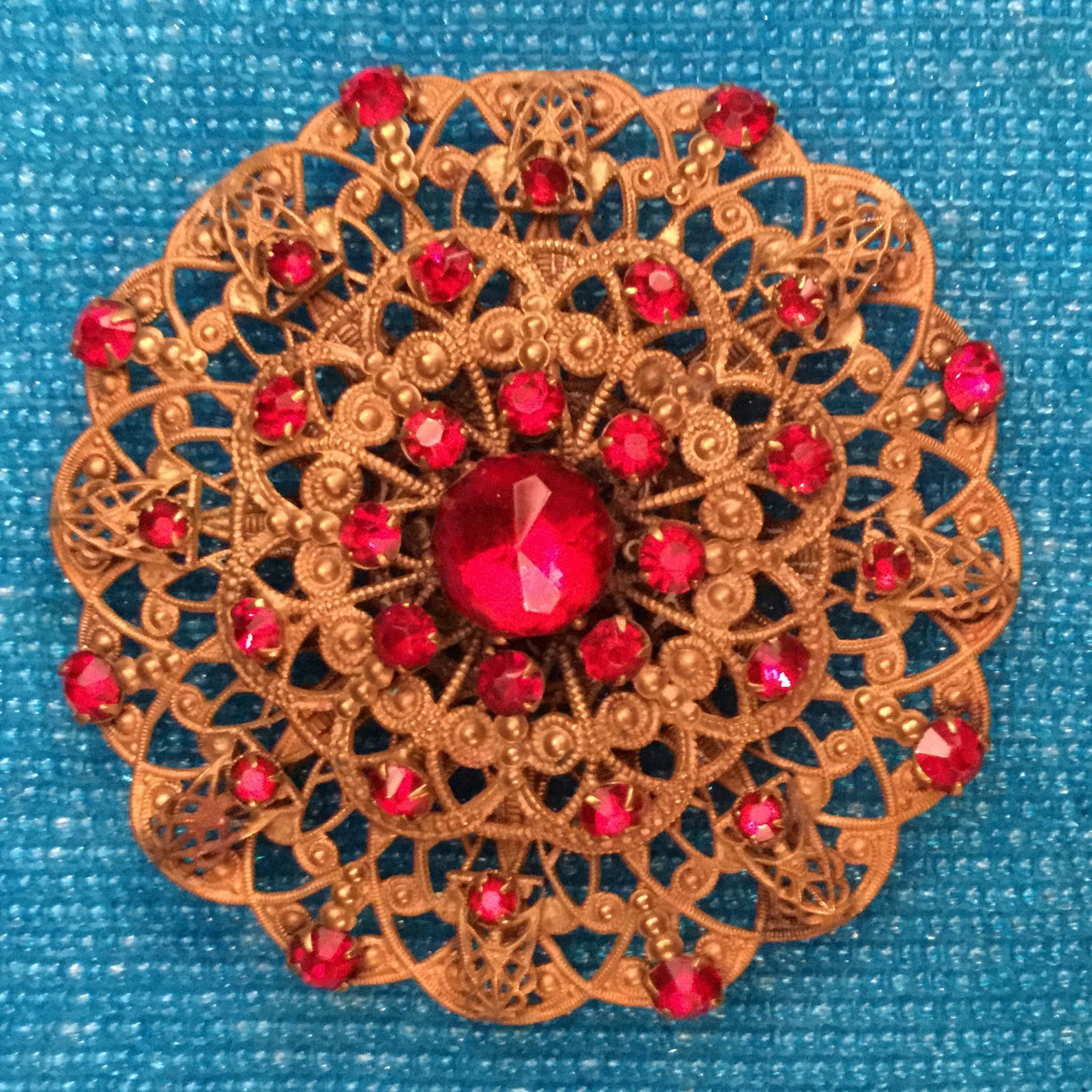 1920s Czech Bohemian Art Deco Circular Brooch With Faceted Red - Etsy