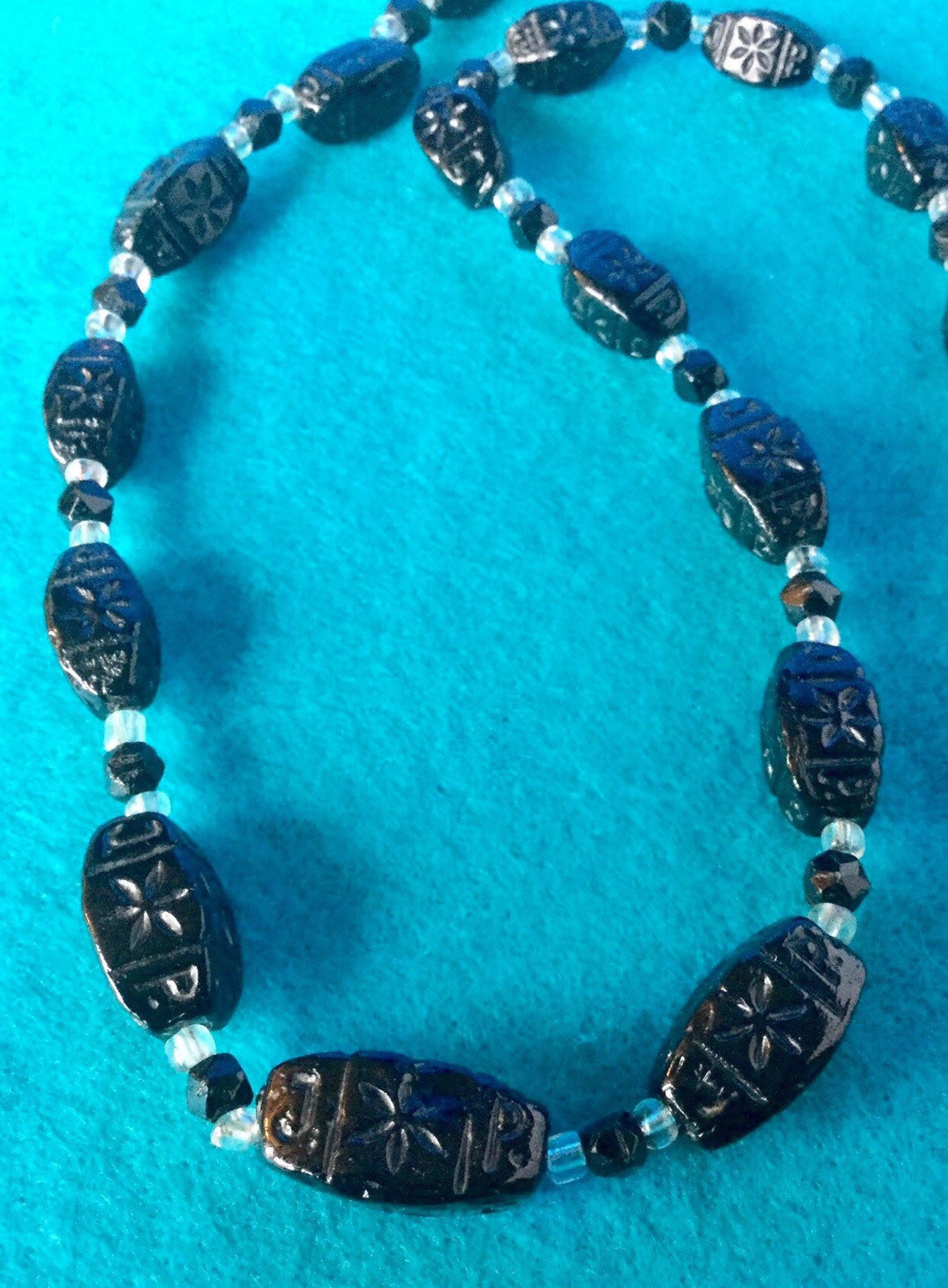 Black Neiger Brothers Bead Necklace 1930s | Etsy