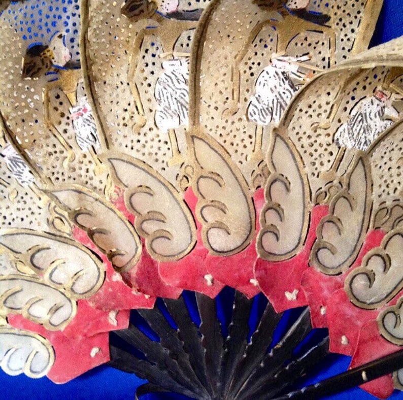 Antique Balinese Parchment Fan - Etsy