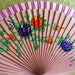 Vintage 1950s Hand Painted Fan - Exquisitely Painted Pink Fan With Red ...