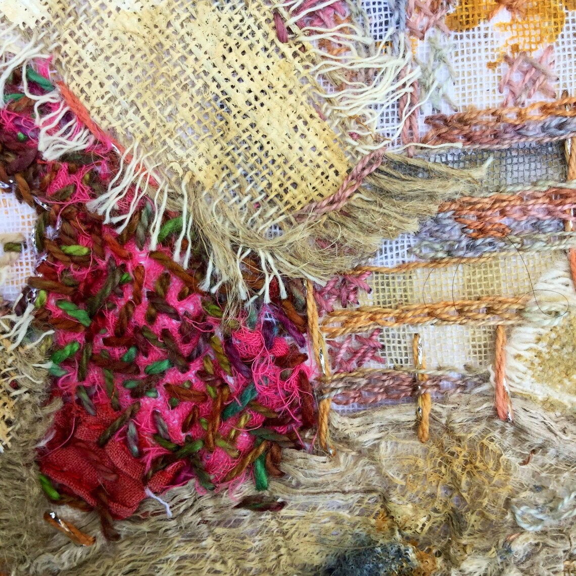 Embroidered and Stitched Abstract fabric Collage by Gilly - Etsy