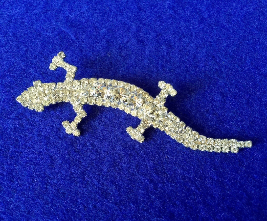 Spectacular ‘crystal Lizard’ Mid-century Vintage Claw Set Rhinestone ...