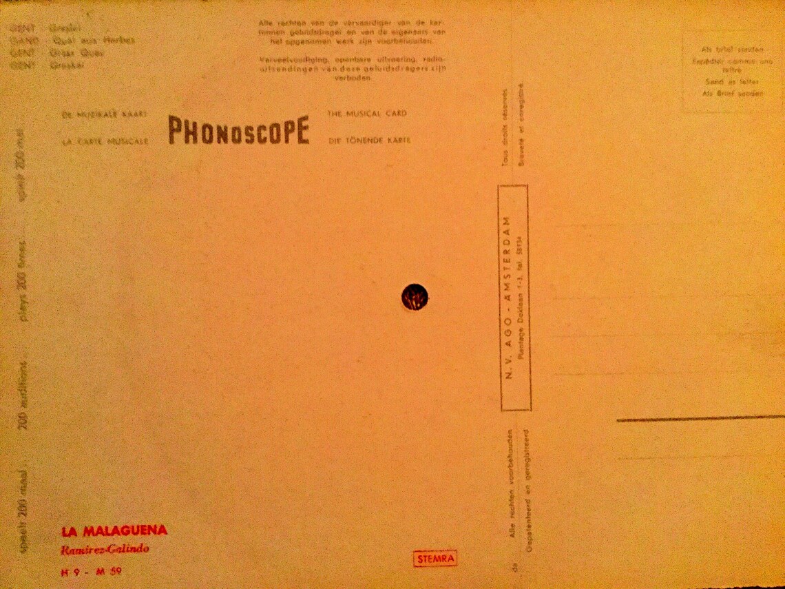 Four Rare 1950s Vintage Phonoscope Postcard Records From Ago Amsterdam ...