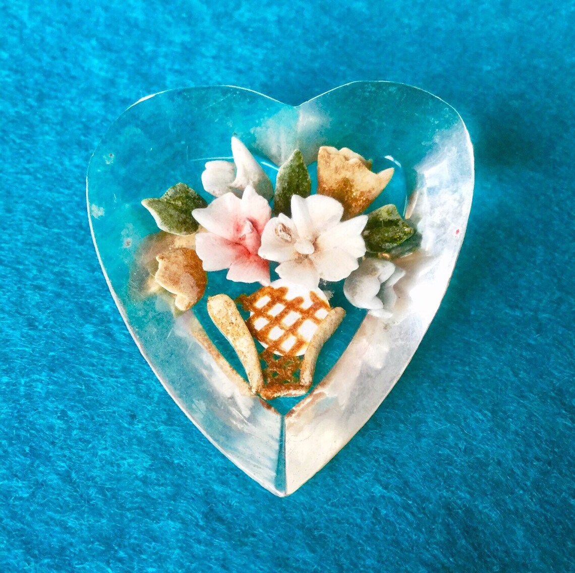Reverse Carved Lucite Heart Brooch - Etsy