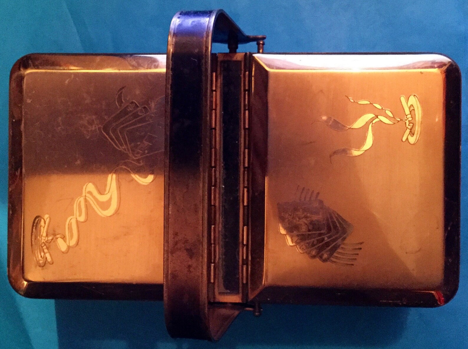 1950s Playing Card Case With Handle in Goldtone Metal With Two - Etsy