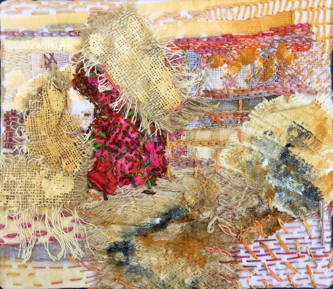 Embroidered and Stitched Abstract ‘fabric Collage by Gilly Pain’ - Etsy UK