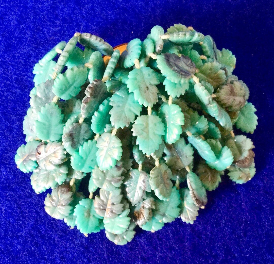 Unusual ‘leaf Cascade’ 1960s Bakelite Cluster Brooch With Mottled Blue ...