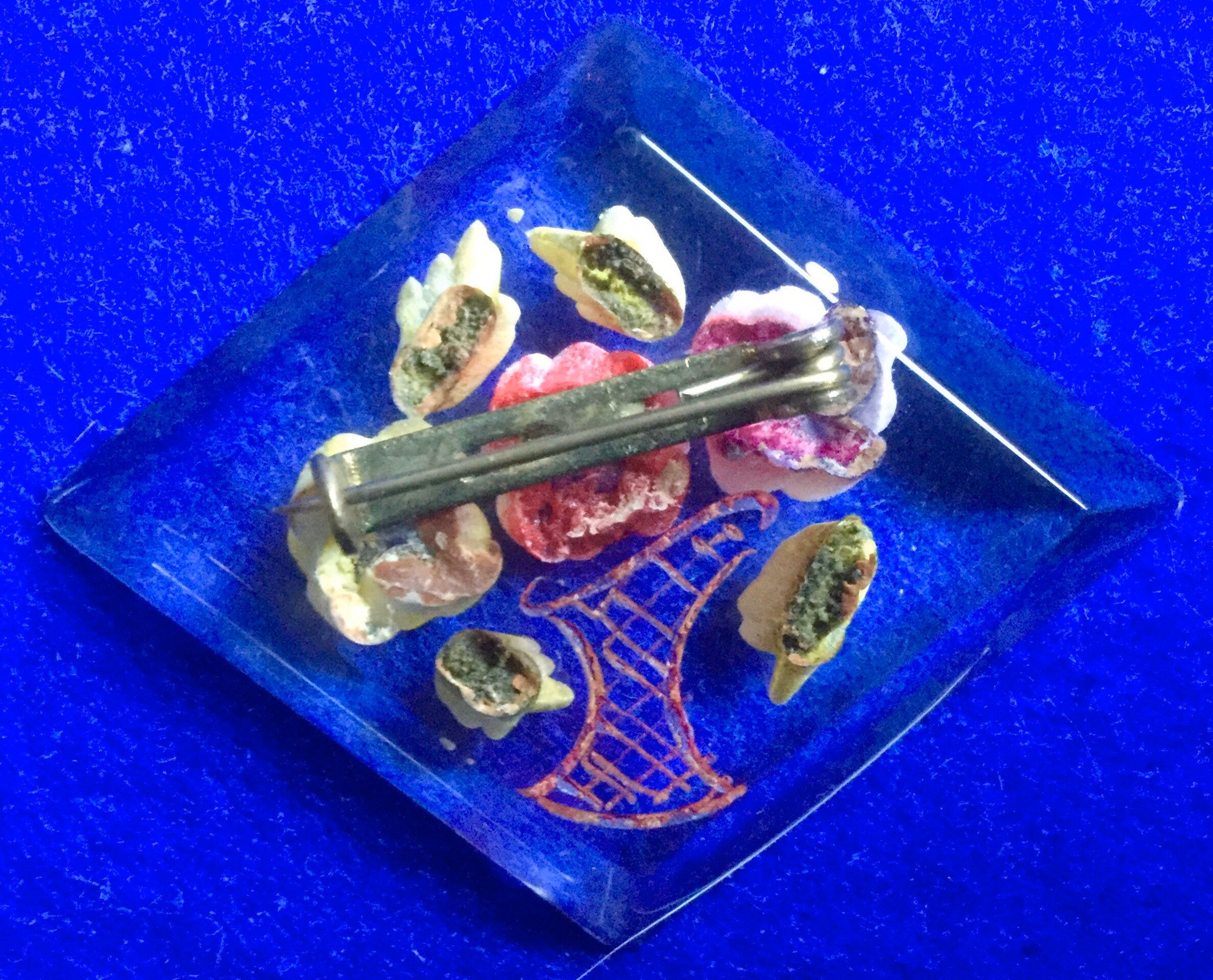 Lucite Brooch With Reverse Carved Flowers in a Vase - Etsy