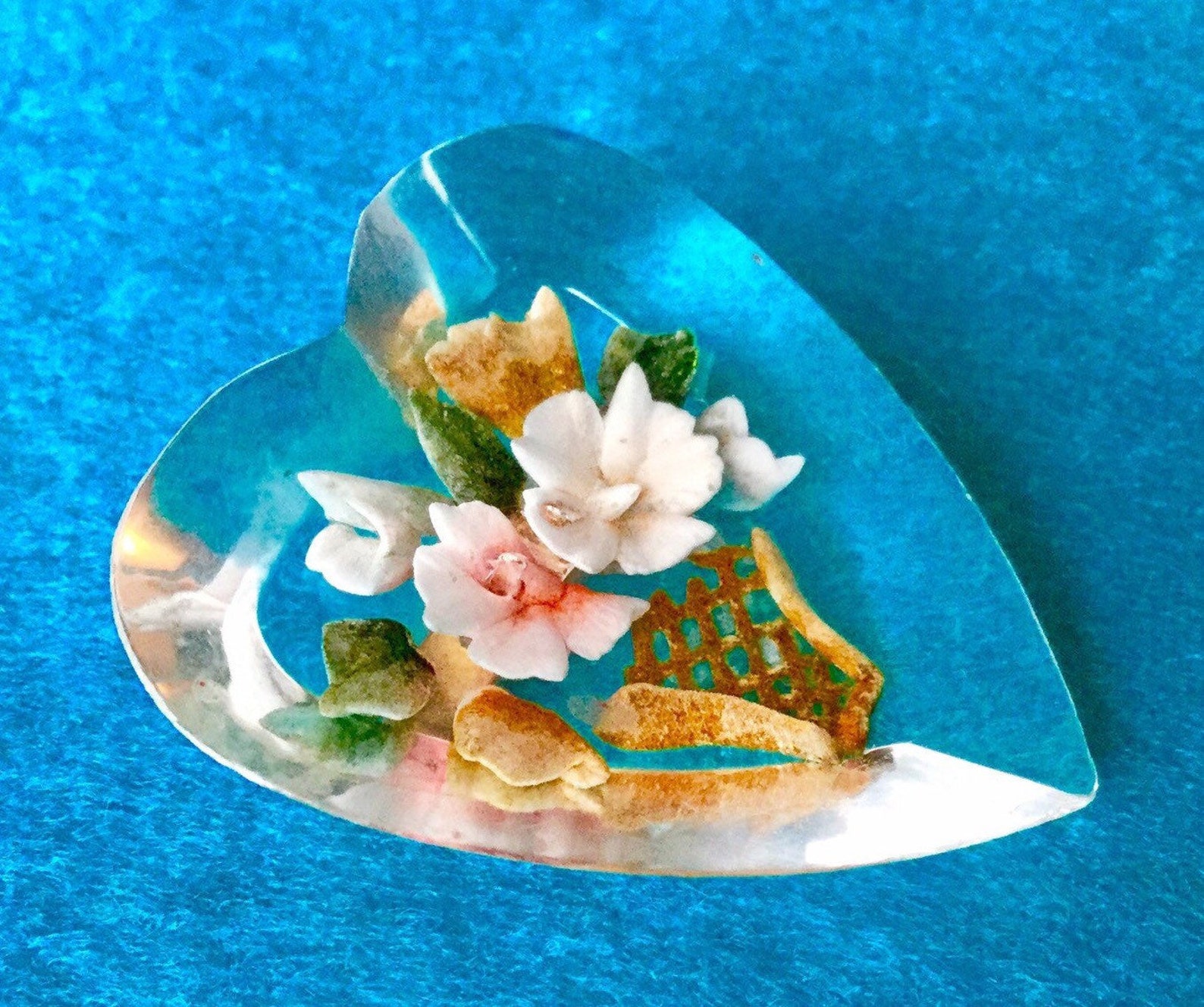 Reverse Carved Lucite Heart Brooch | Etsy