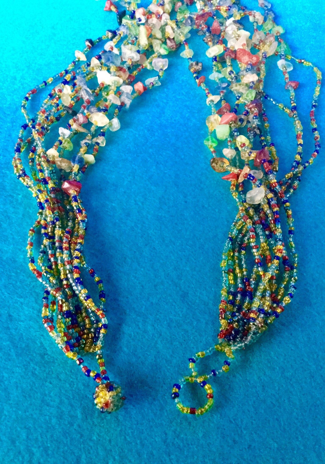 Multi Coloured Multi Strand Seed Bead and Chip Necklace - Etsy UK