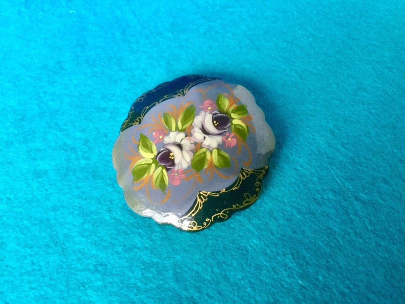 Russian Hand Painted Brooch | Etsy