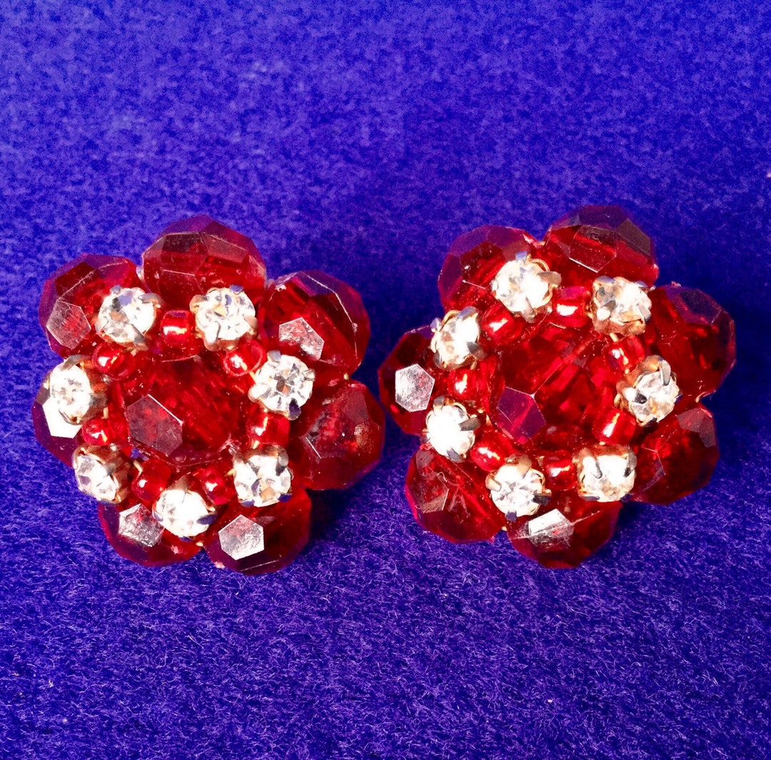 1950s Vintage Plastic Rubies , Clip on Earrings - Etsy Australia