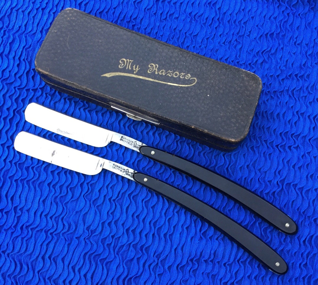 Straight Edge Razors - Rare Boxed Set of Two Robinson Sheffield ...