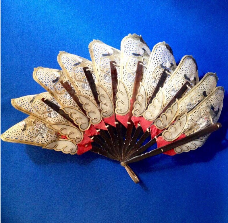 Antique Balinese Parchment Fan - Etsy