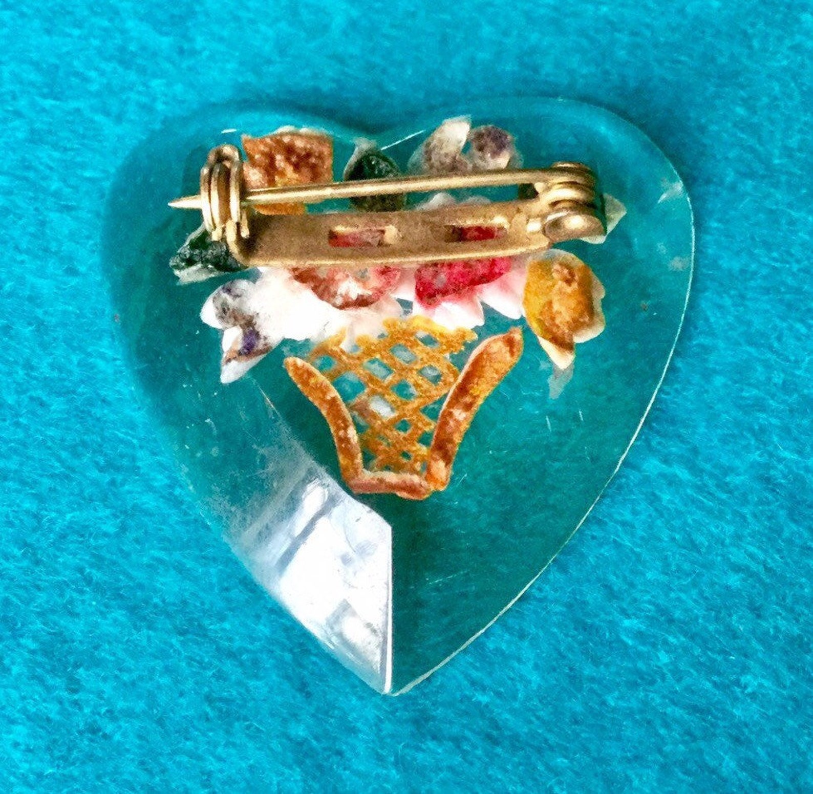 Reverse Carved Lucite Heart Brooch - Etsy